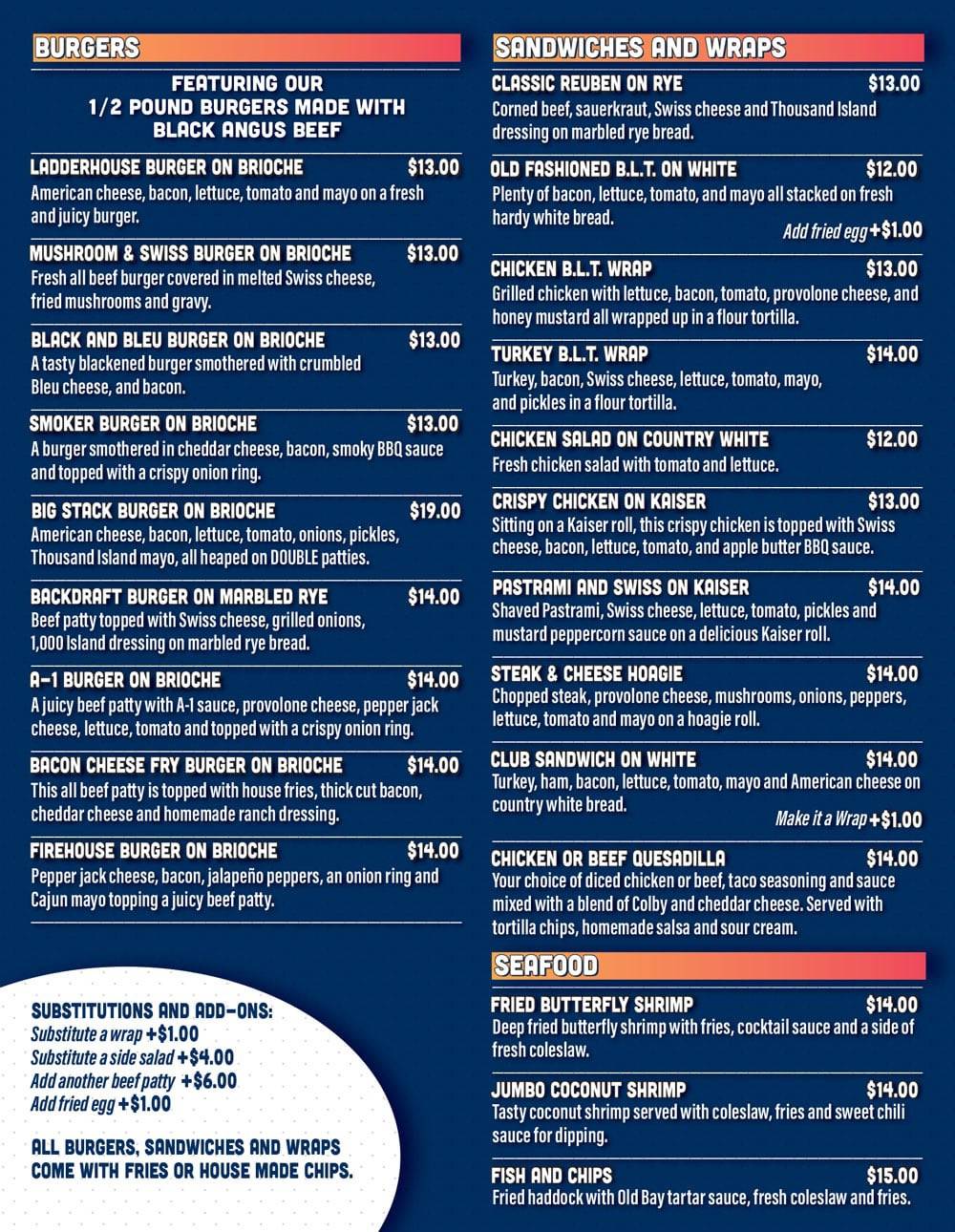 Menu at Ladder House Bar & Grill Inc, Martinsburg