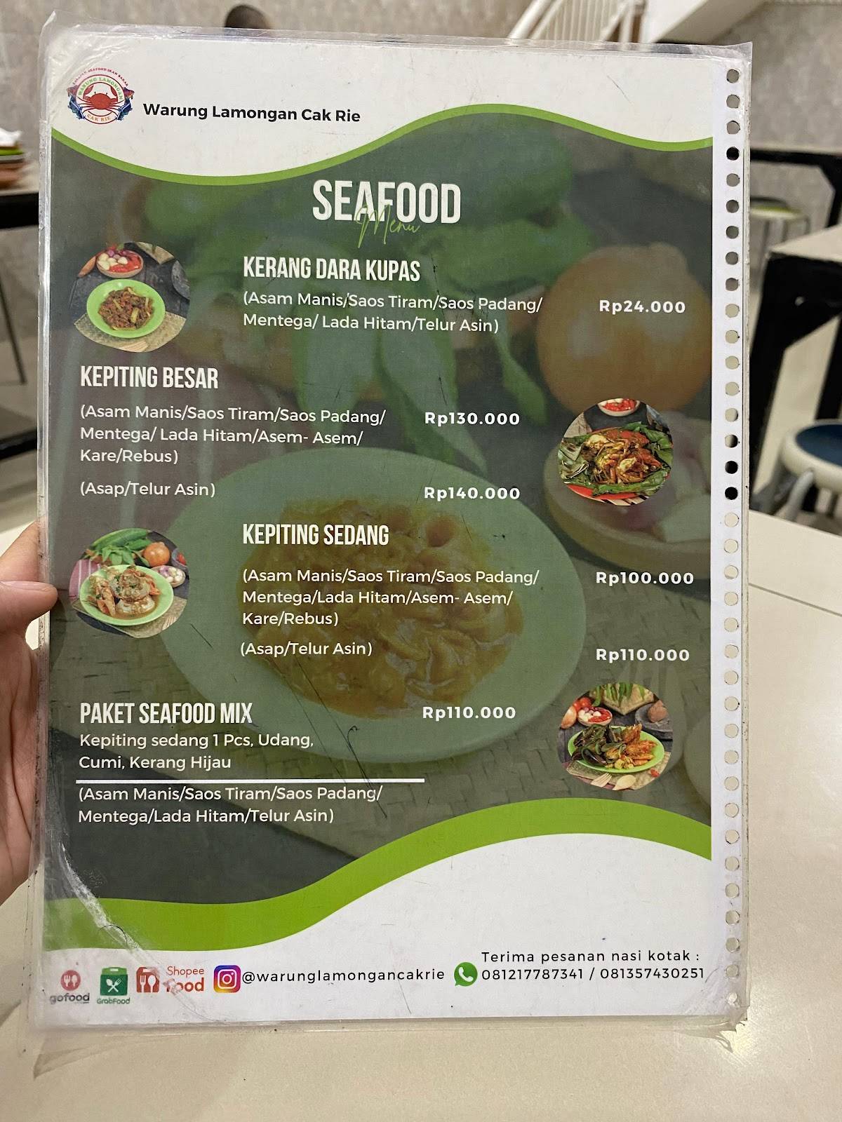 Menu at Lalapan Warung Lamongan Cak Rie Cabang Tumenggung Suryo ...