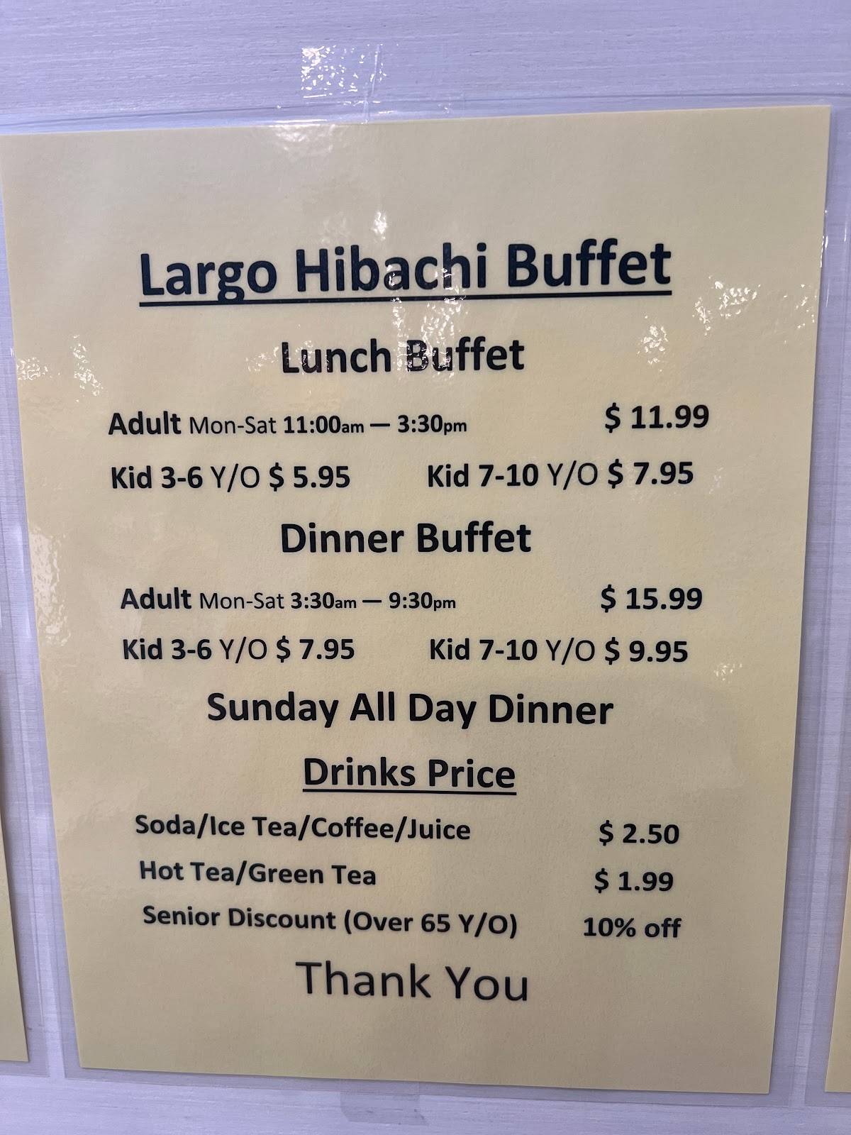 Menu at Largo Hibachi Buffet restaurant, Largo