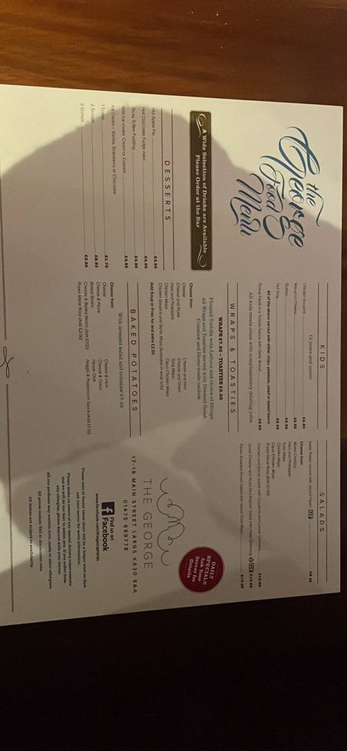 Menu at The George pub & bar, Largs