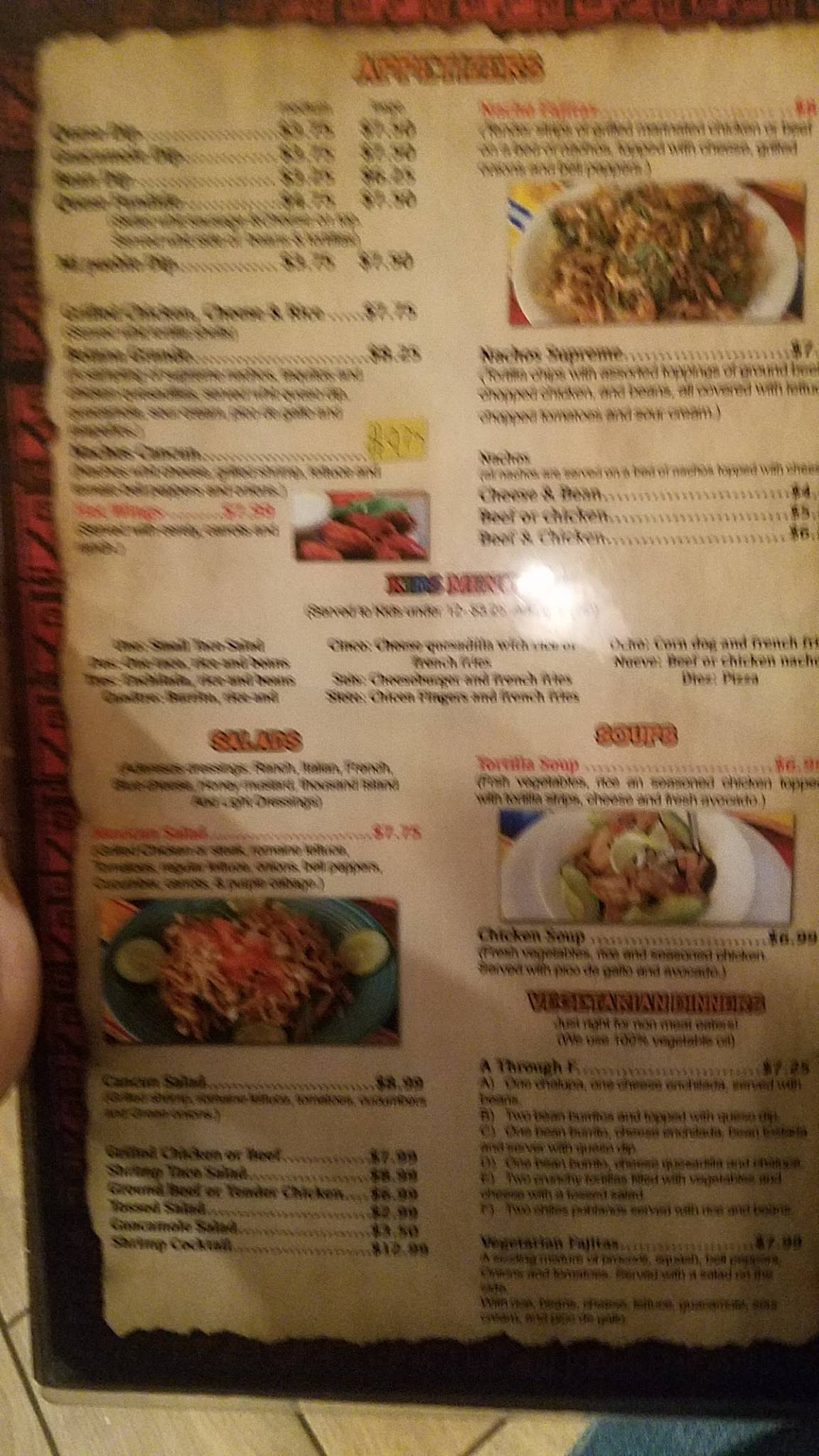 Menu at Las Brisas Mexican Restaurant, Jackson