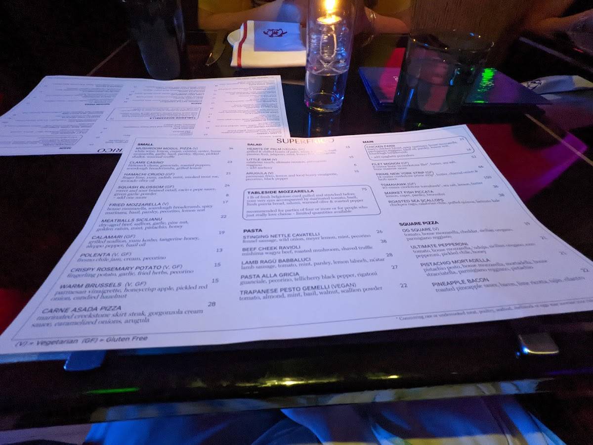 Menu at Superfrico pub & bar, Las Vegas