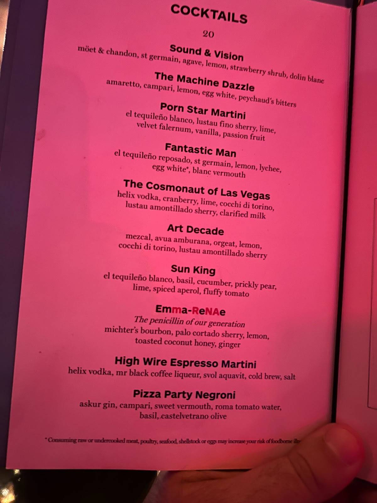 Menu at Superfrico pub & bar, Las Vegas