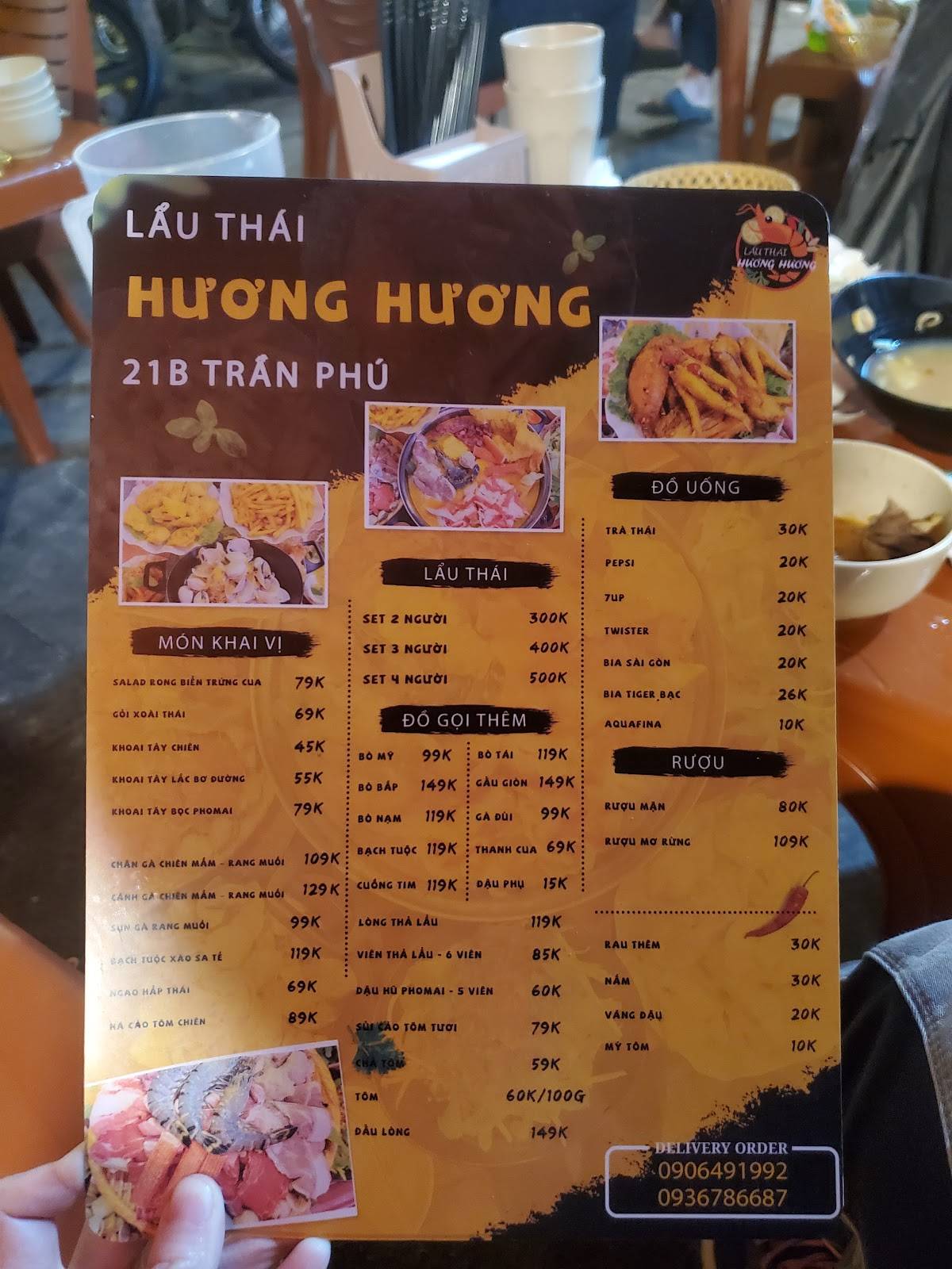 Menu at Lẩu Thái Hương Hương 21B Trần Phú restaurant, Hanoi