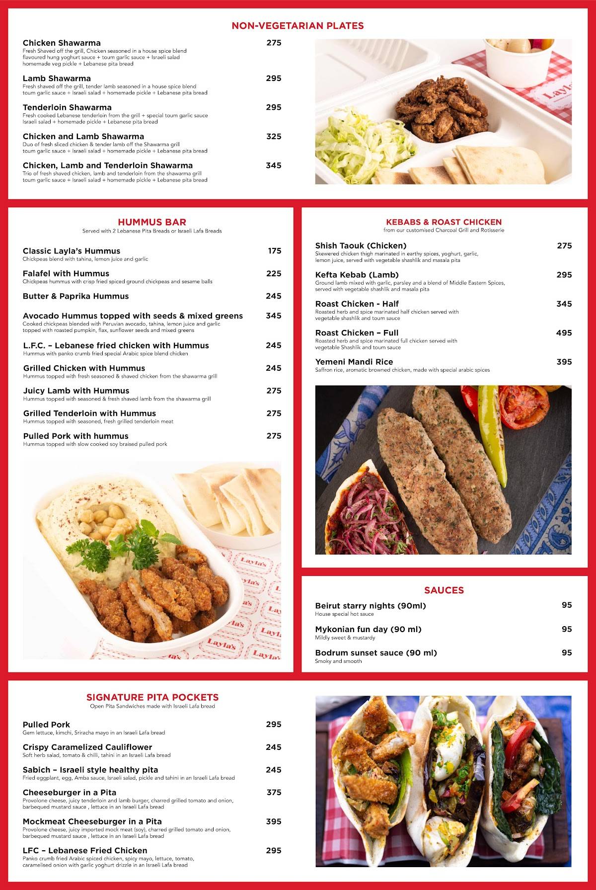 Menu at Layla's Shawarma and Middle Eastern Kitchen, New Delhi, 27-L