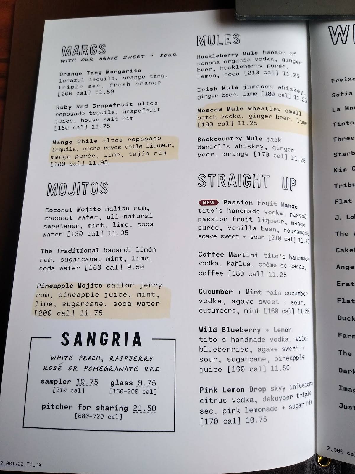 Menu at Lazy Dog Restaurant & Bar, Stafford