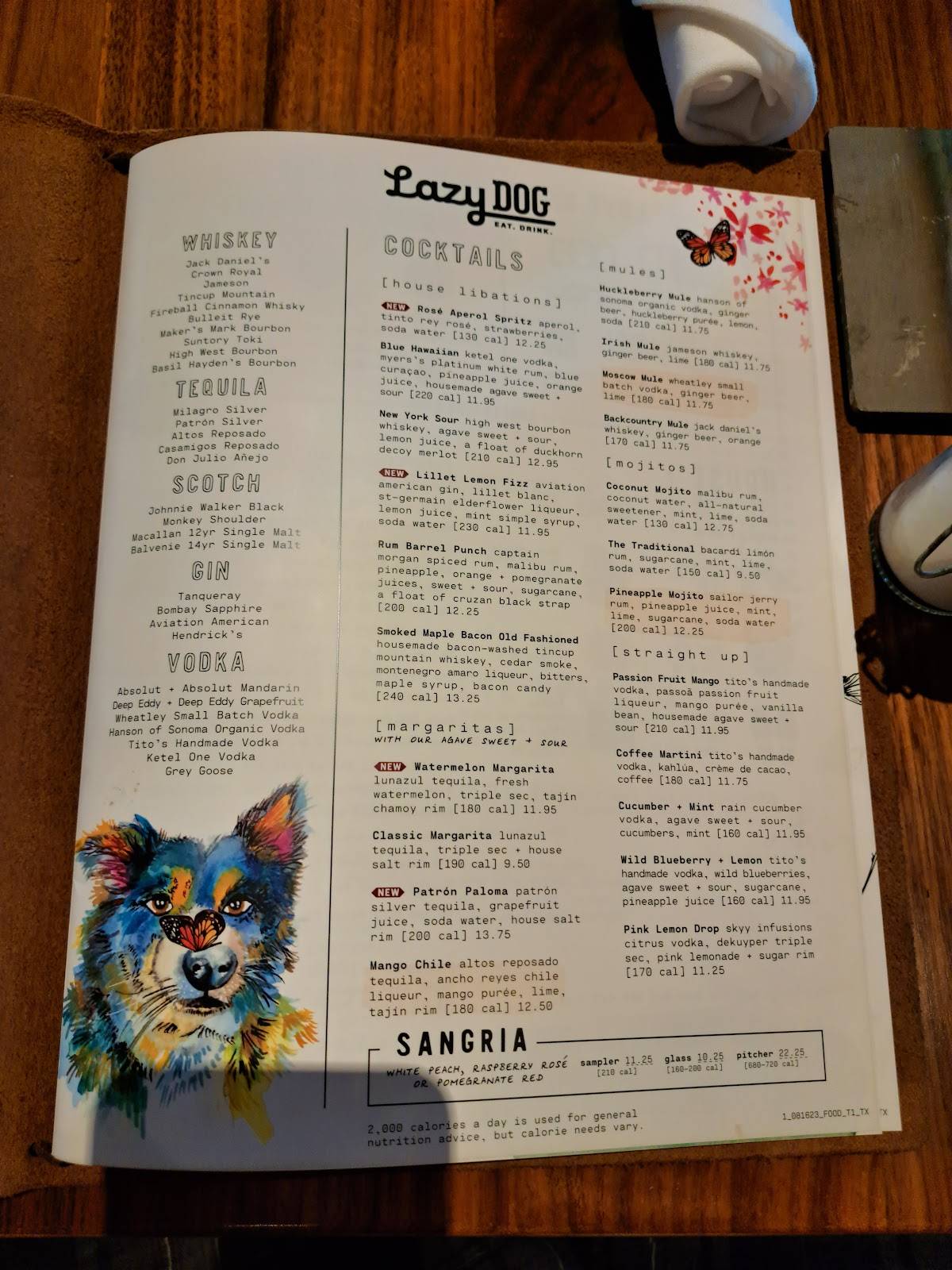 Menu at Lazy Dog Restaurant & Bar, Stafford