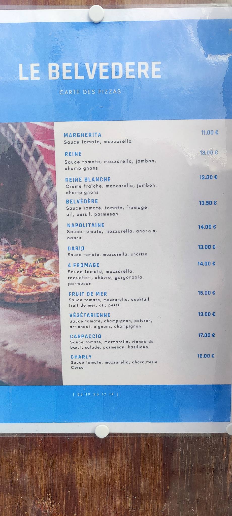 Menu au Restaurant Le Belvédère Chez Emile La Marana Borgo, Borgo