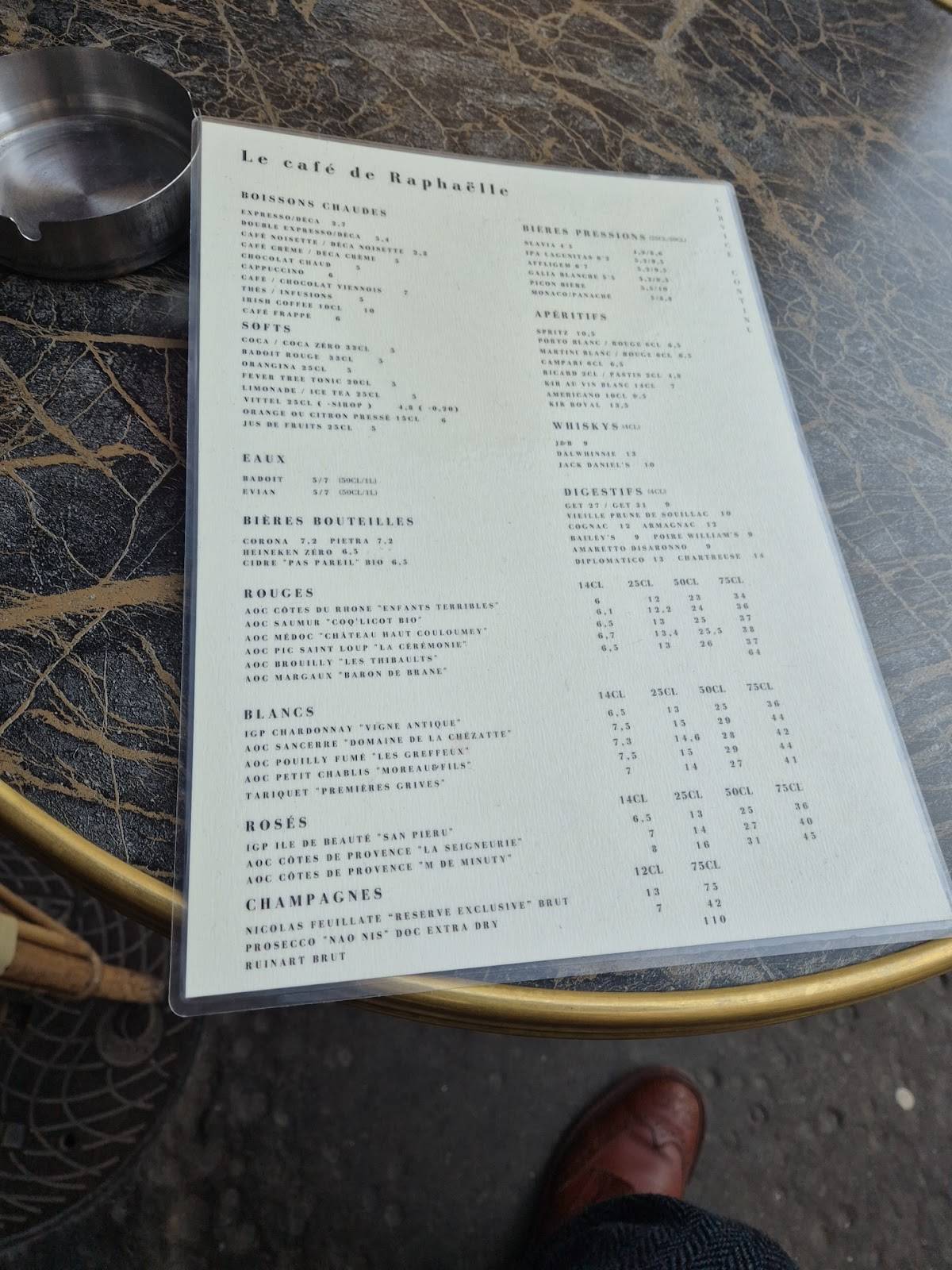 Menu au Le Café de Raphaëlle, Paris