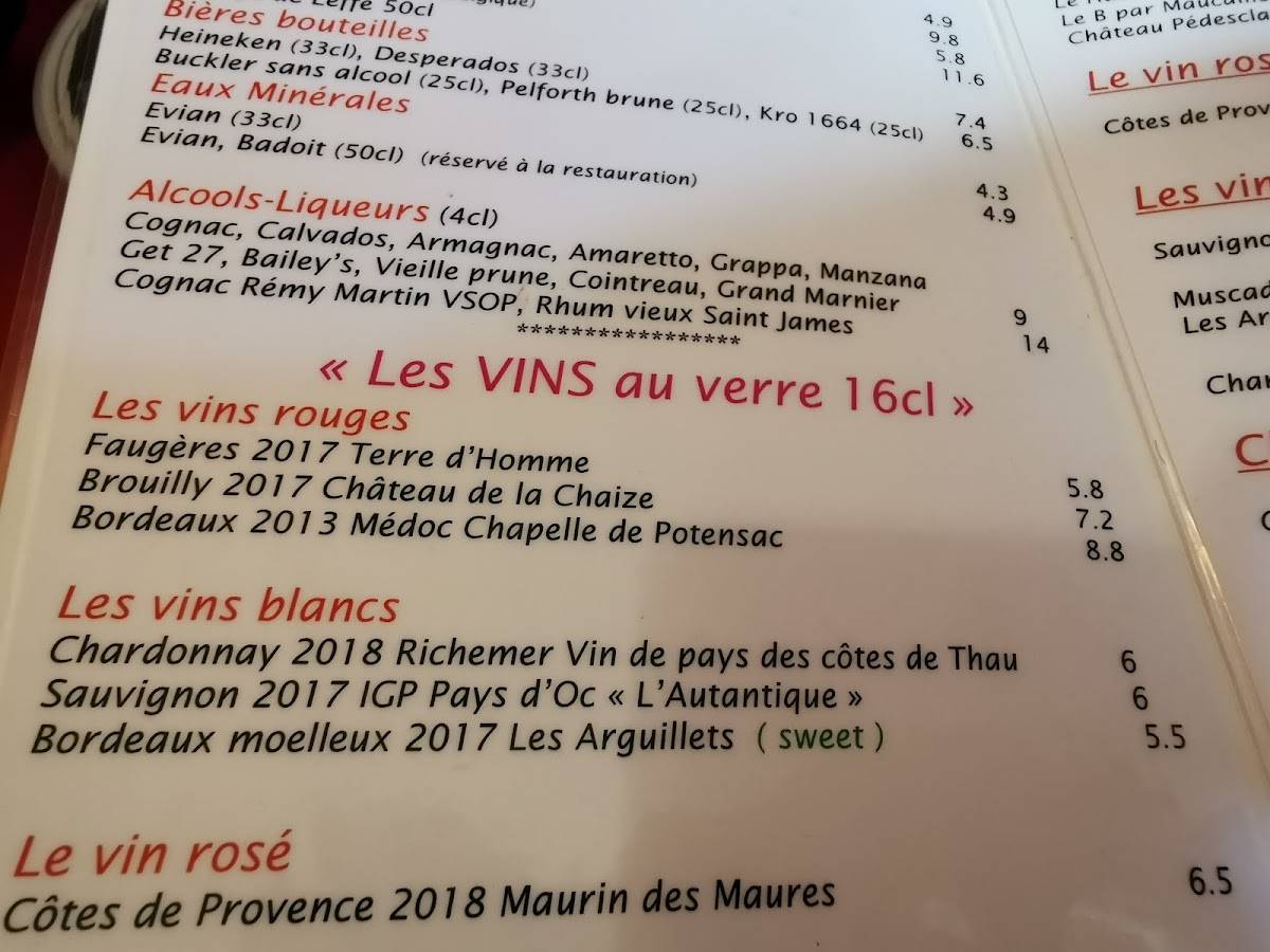 Menu at Le Consulat restaurant, Paris, 18 Rue Norvins