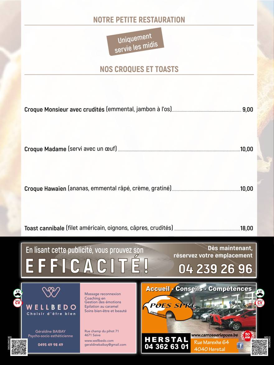Menu au Le Fortin, Blegny, Rue Lieutenant Jungling 7