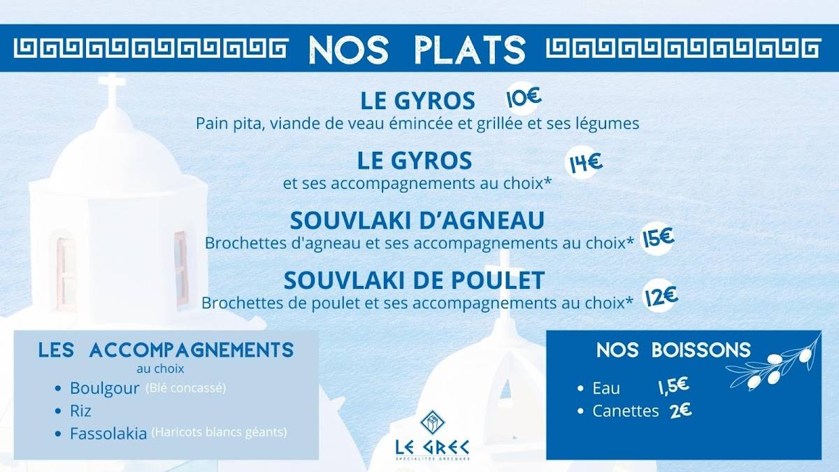 Menu au Le Grec restaurant, Annecy