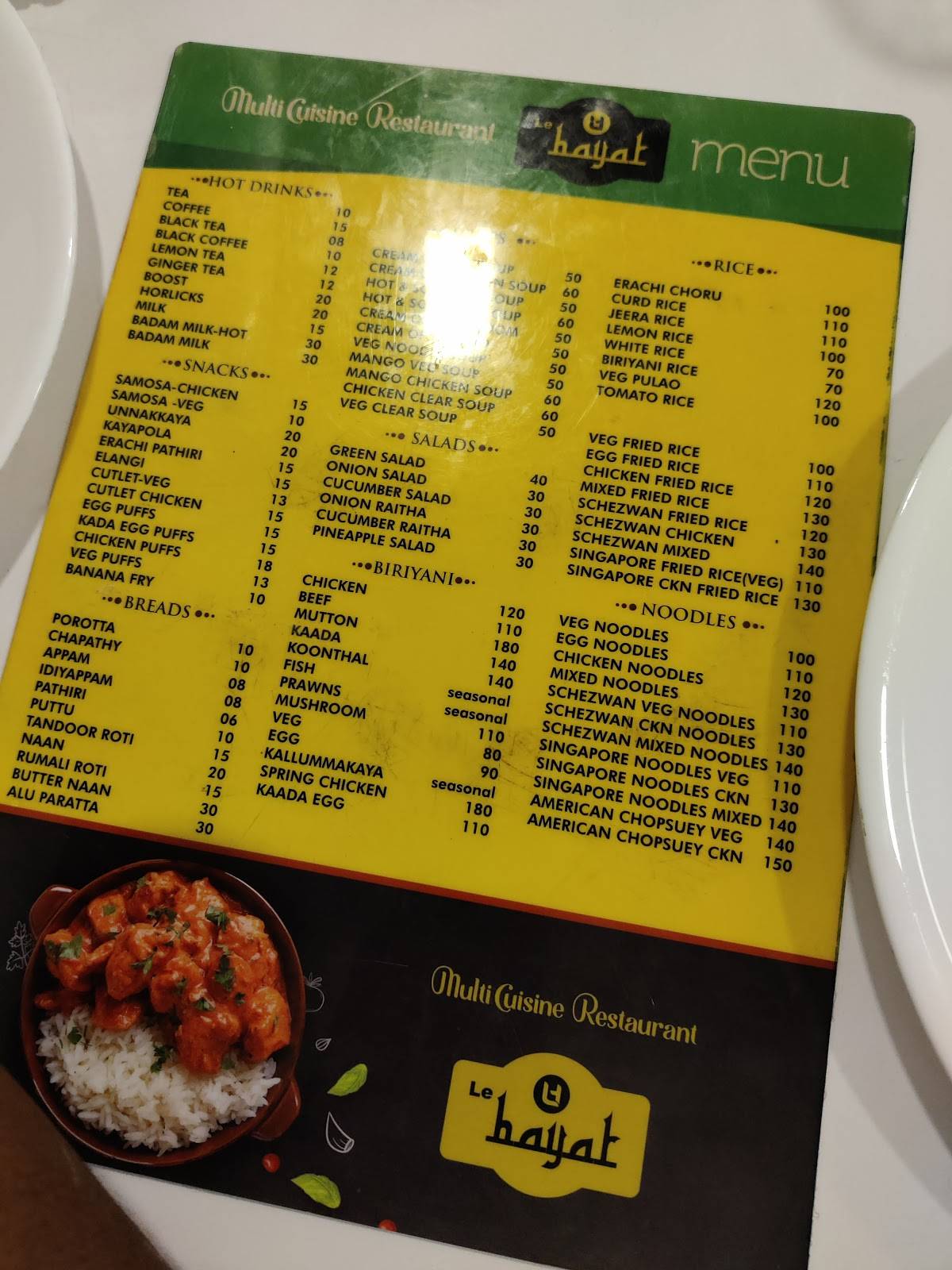 Menu at Grand Hayal Restaurant, Kakkanad, LH Coolbar