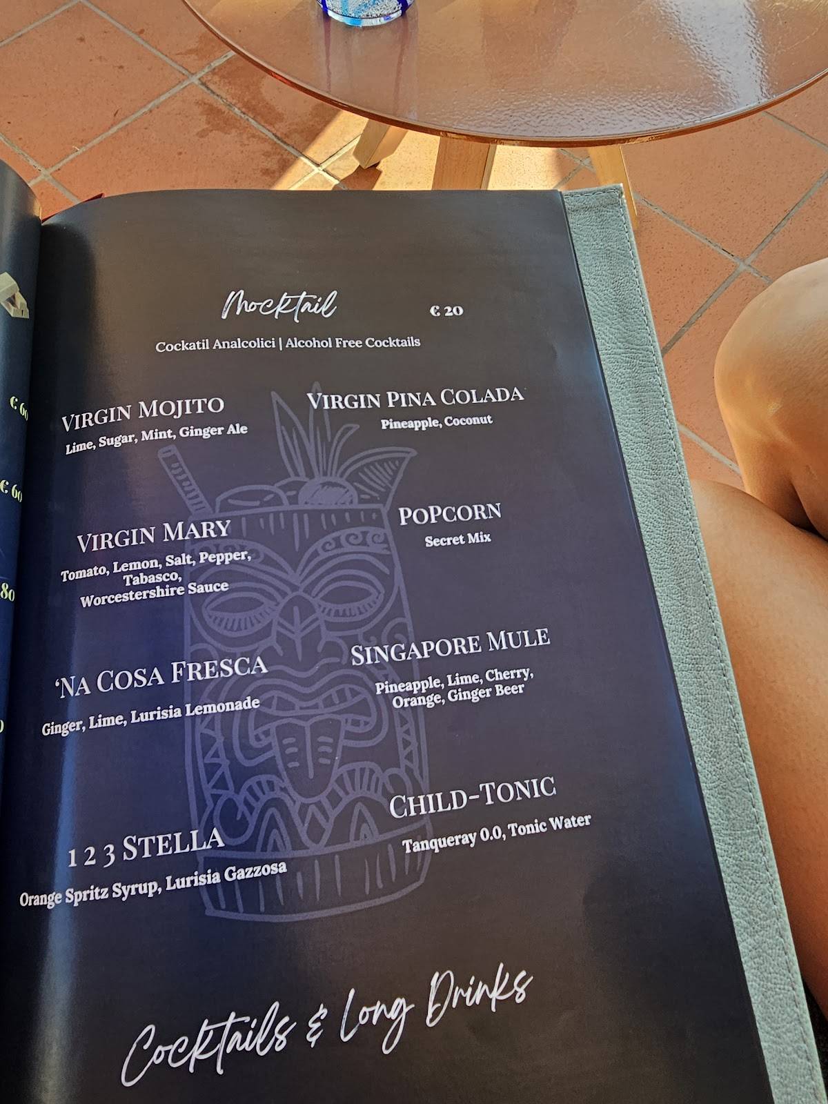 Menu at Le Monzu restaurant, Capri