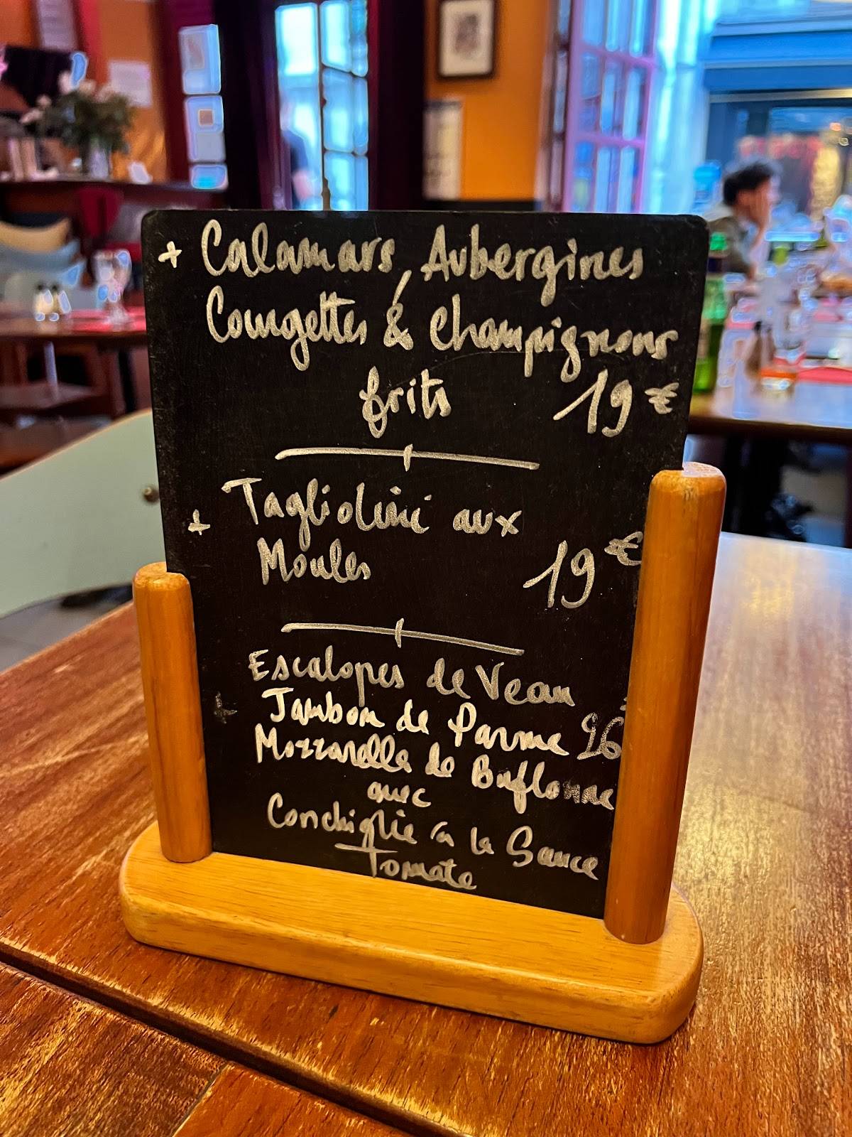 Menu at Le Rusti restaurant, Paris, 8 Rue des Tournelles