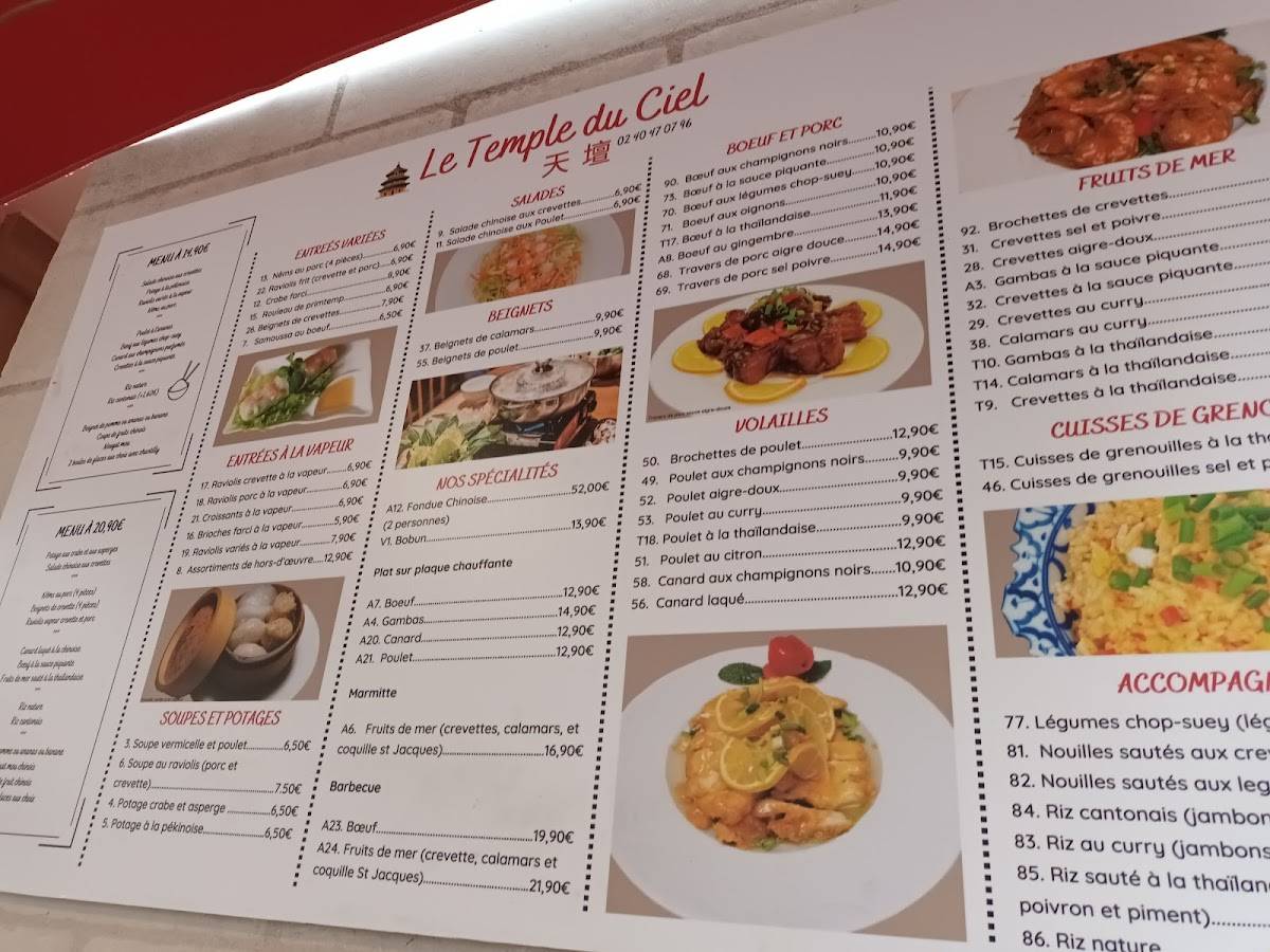 Menu au Le Temple du Ciel restaurant, Nantes