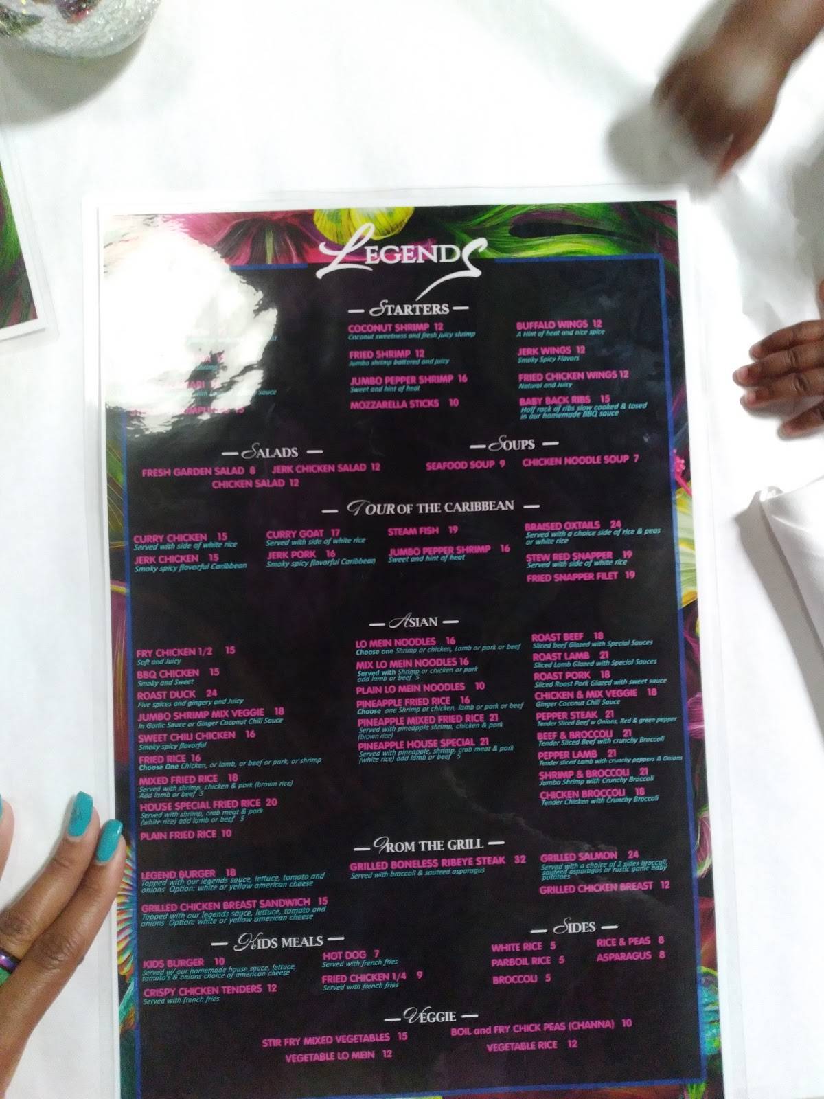 Menu at Legends Resto & Lounge restaurant, Orlando