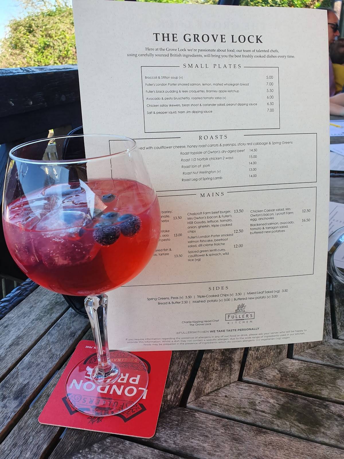 Menu at The Grove Lock, Leighton Buzzard pub & bar, Leighton Buzzard, Grove