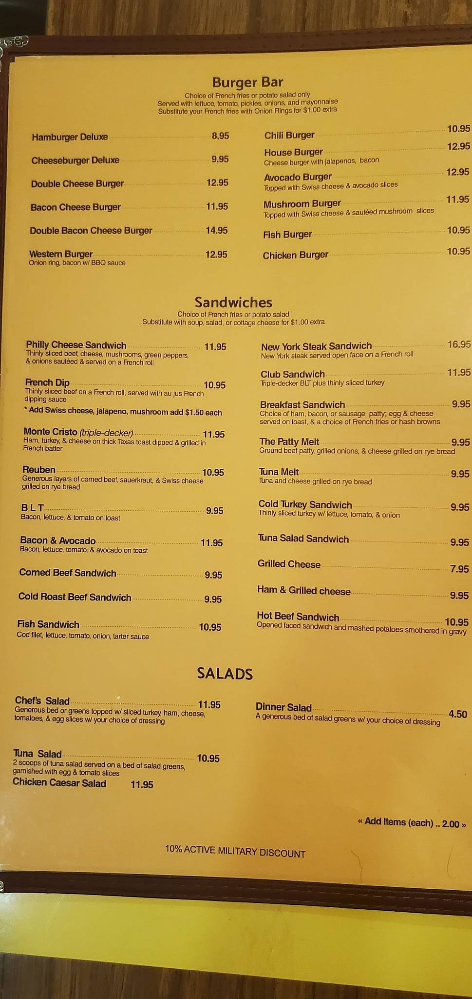 Menu at Leroy's Family Restaurant, Anchorage