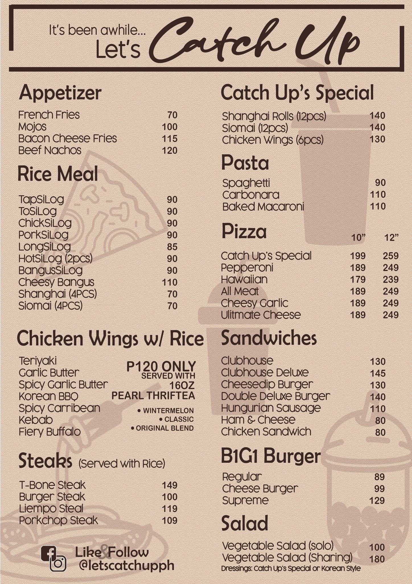 Menu at Let's Catch Up Restaurant, Malabon