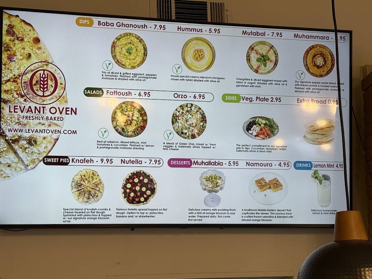 Menu at Levant Oven restaurant, Marietta