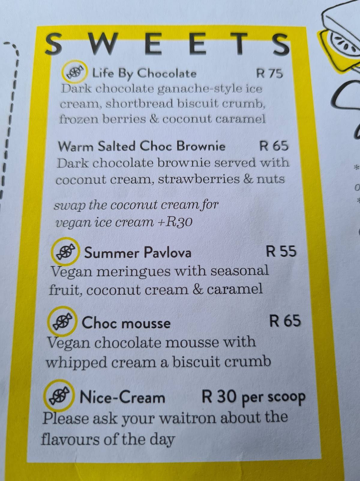 Menu at Lexi's Healthy Eatery restaurant, Pretoria