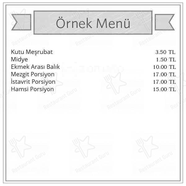 Menu at Lezzet Balık Lokantası, Istanbul