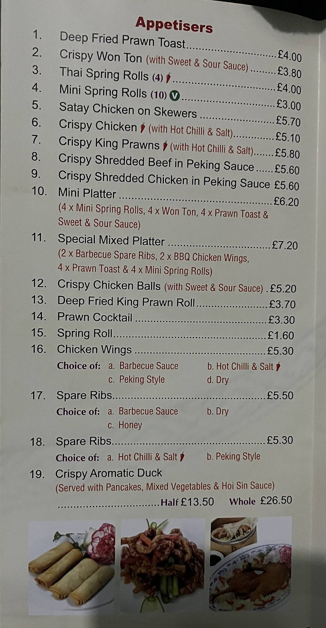 Menu at Li Wah restaurant, Billingham