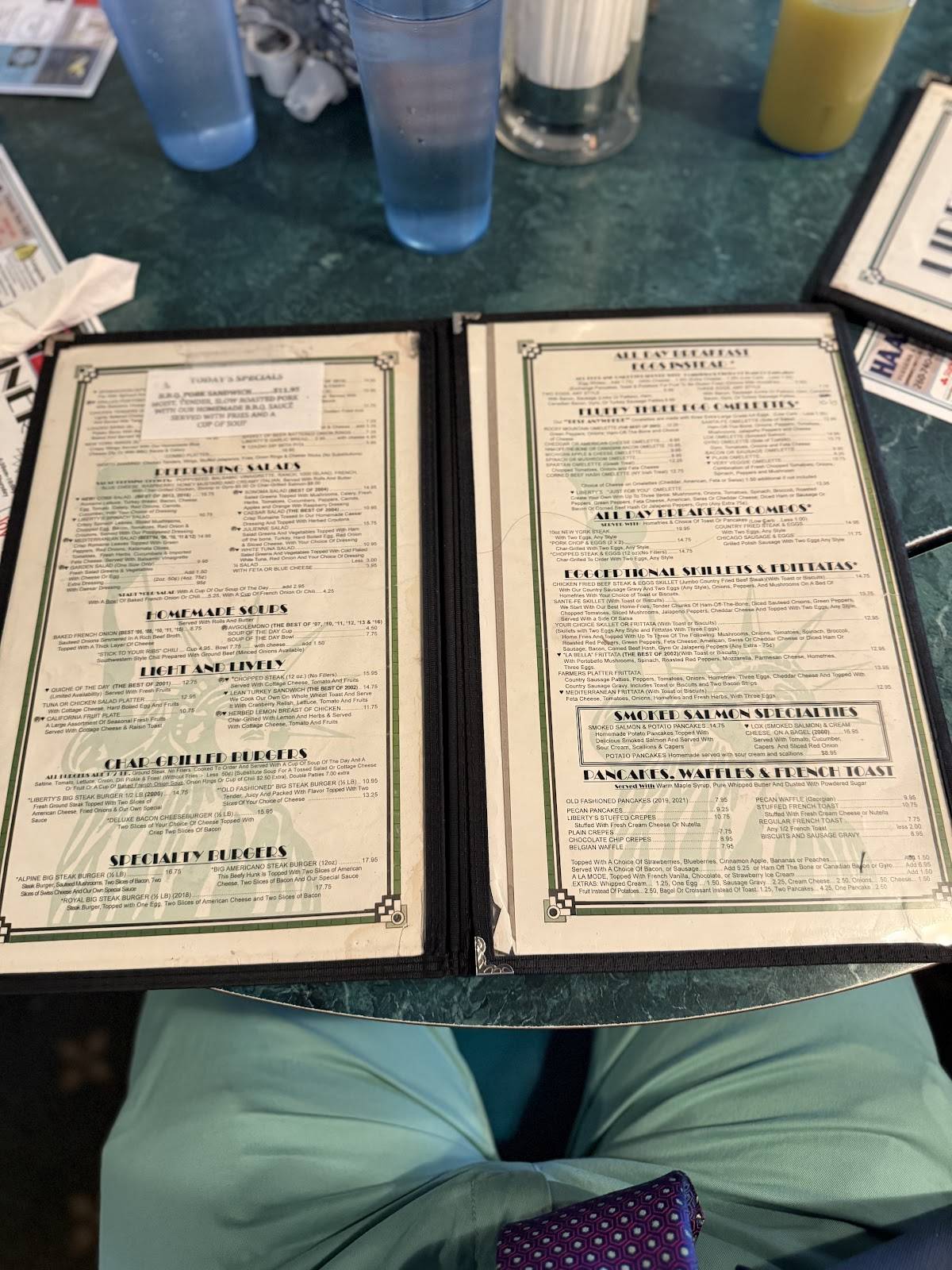 Menu at Liberty Diner restaurant, Fort Wayne, Goshen Rd