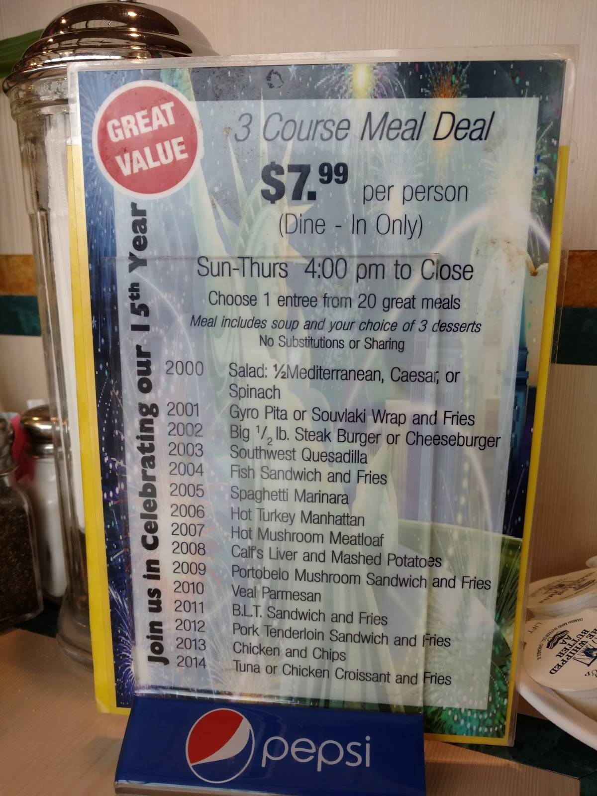 Menu at Liberty Diner restaurant, Fort Wayne, Goshen Rd