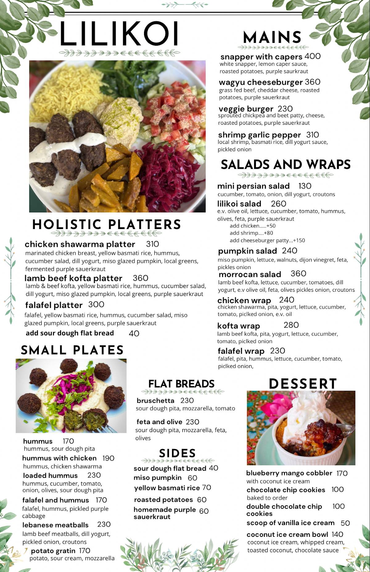 Menu at Lilikoi Bistro restaurant, Ko Samui