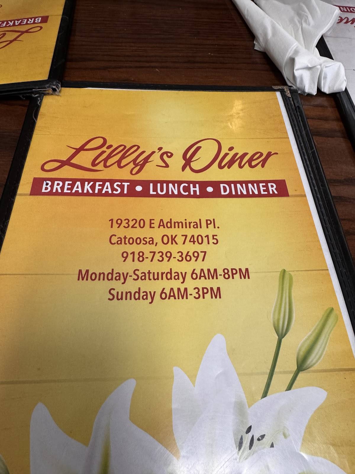Menu at Lilly's Diner restaurant, Tulsa