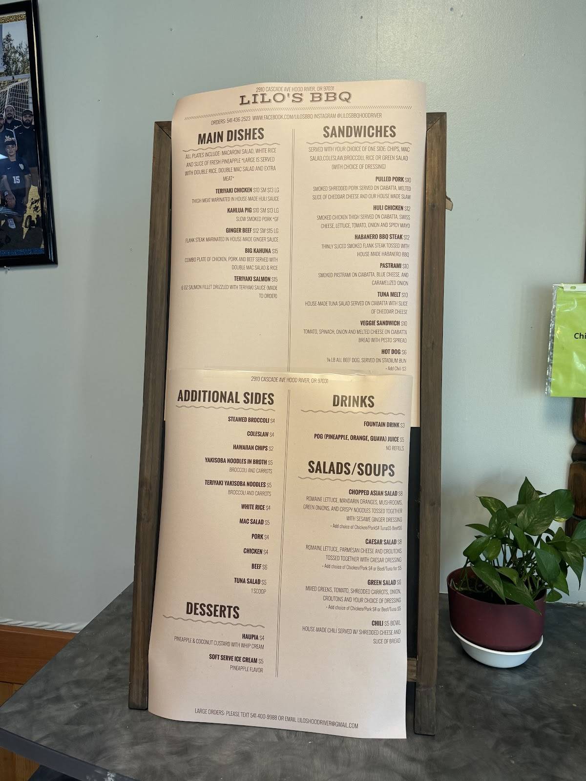 Menu at Lilo's Hawaiian BBQ, Hood River