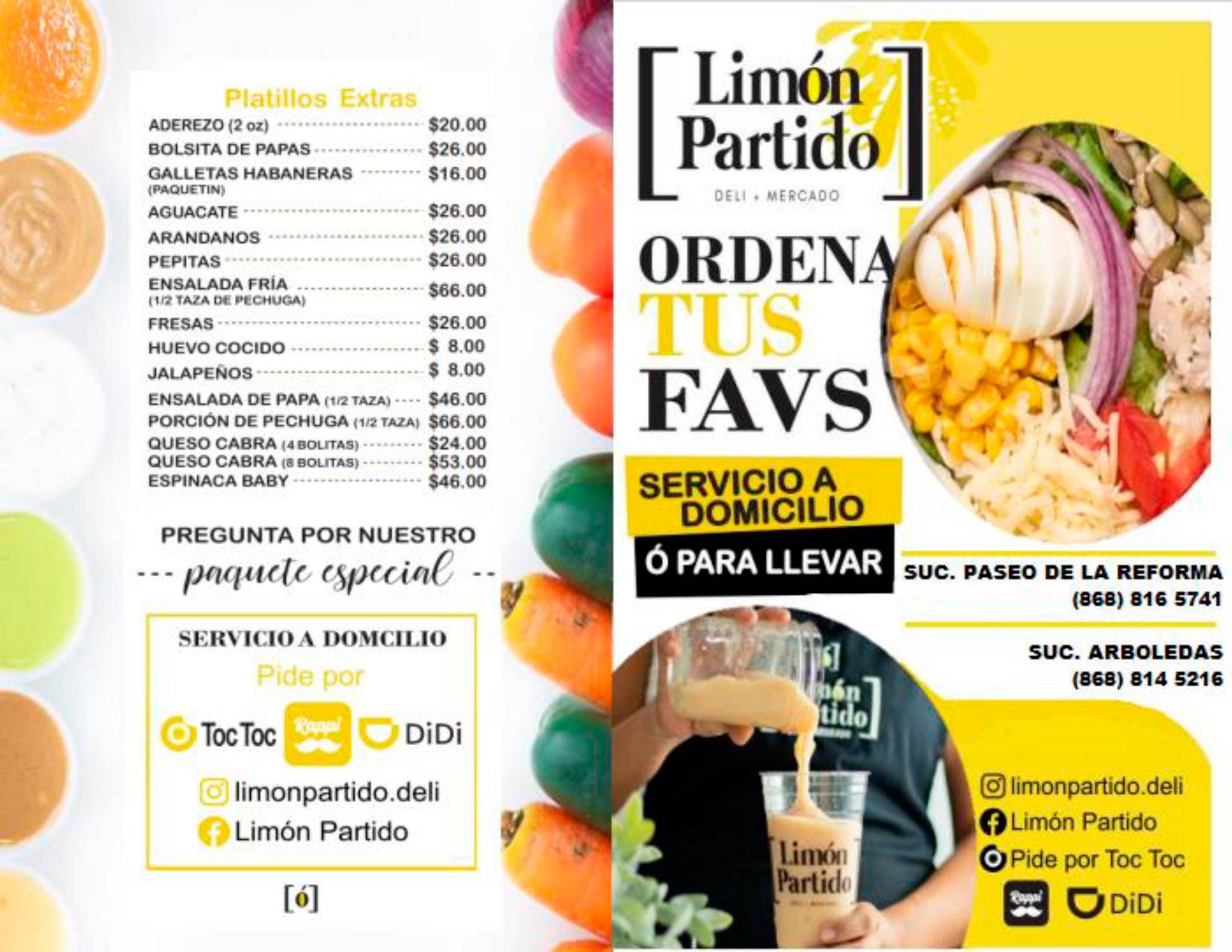 Carta del restaurante Limón Partido Deli+Mercado, Matamoros