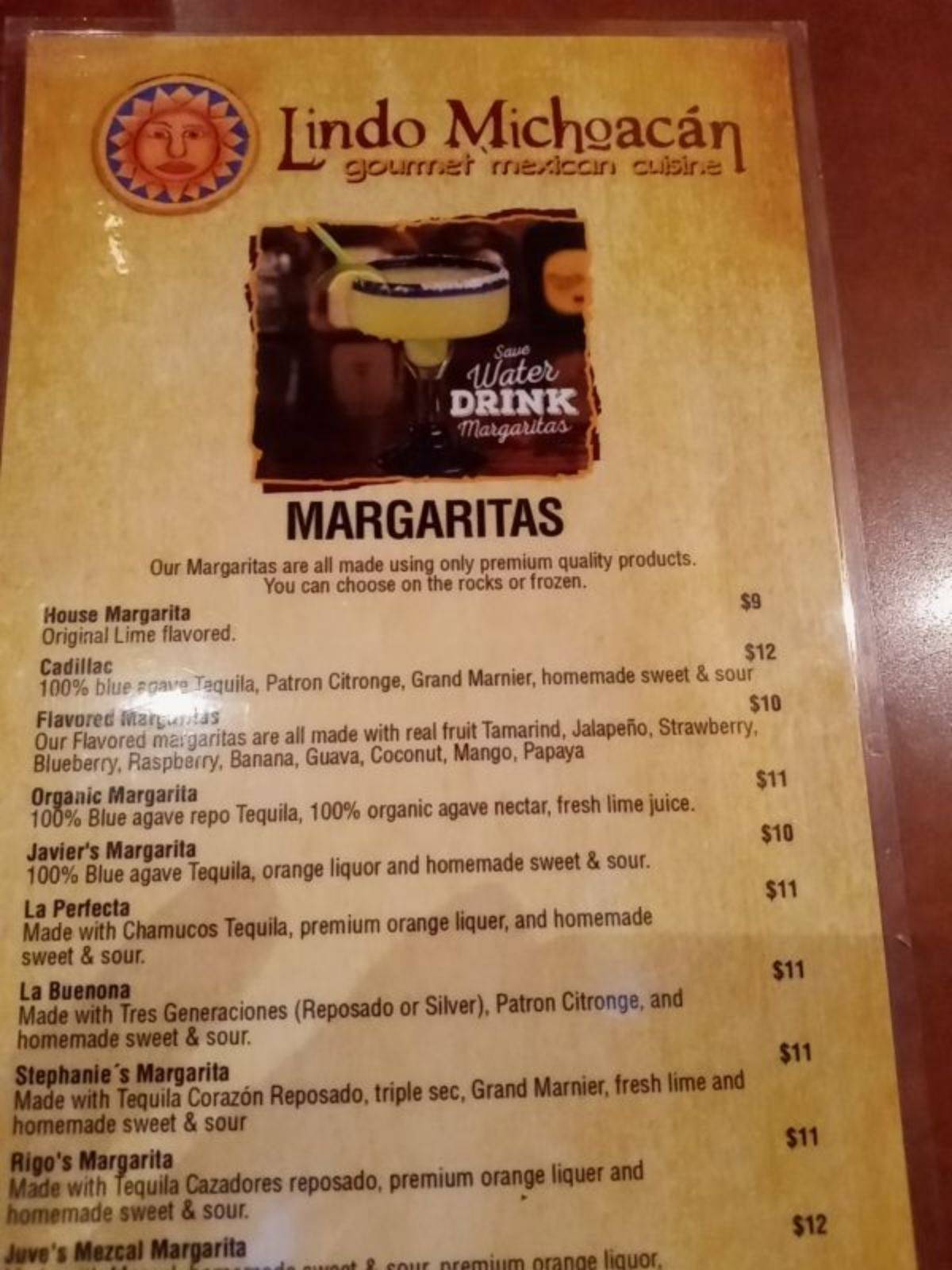 Menu at Lindo Michoacan Restaurant, Las Vegas, W Flamingo Rd