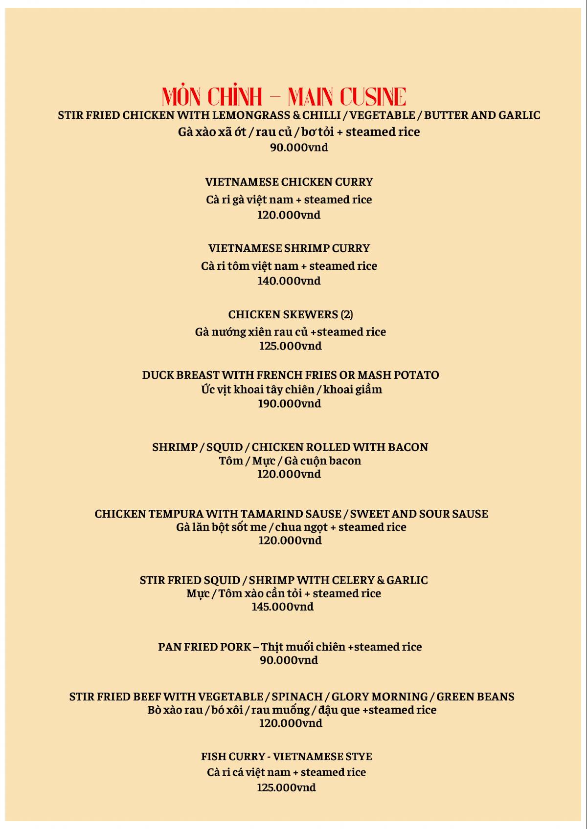 Menu at Little Bodhi Tree Ẩm thực ngon Sài Gòn restaurant, Ho Chi Minh City