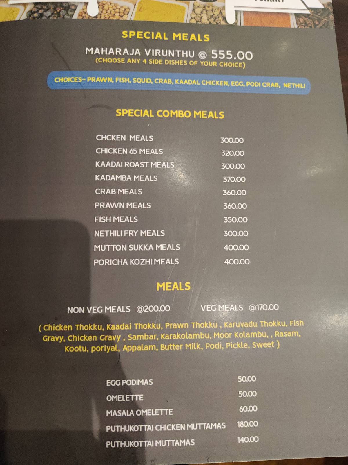 Menu at Little India Alwarpet, Chennai