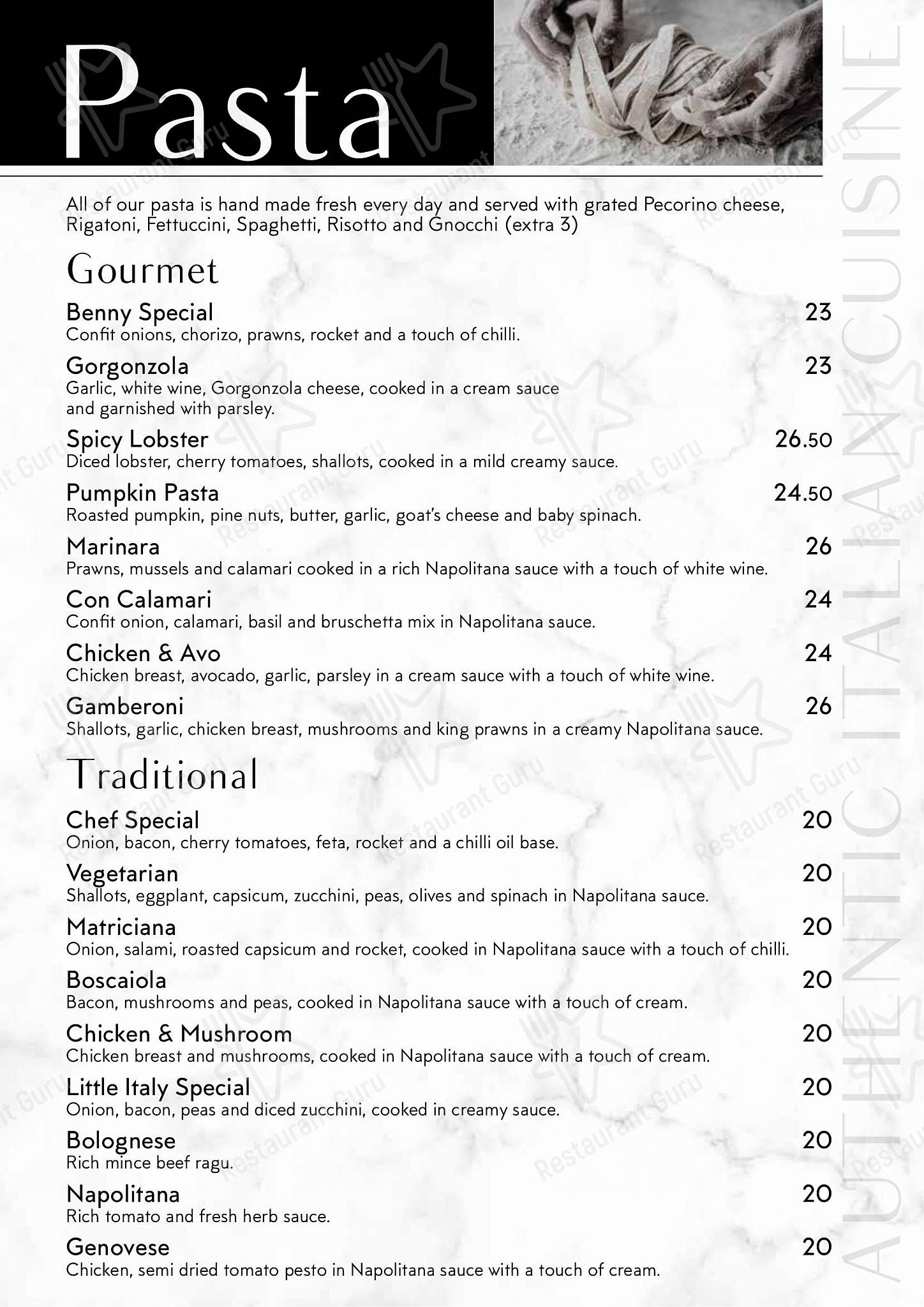 Menu at Little Italy Griffith restaurant, Griffith