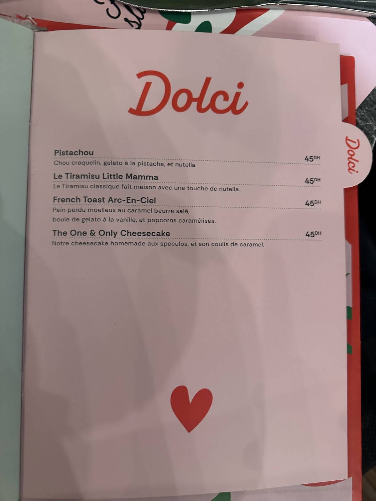 Menu au Little Mamma Bir Anzarane restaurant, Casablanca, Rue Kaid al ...