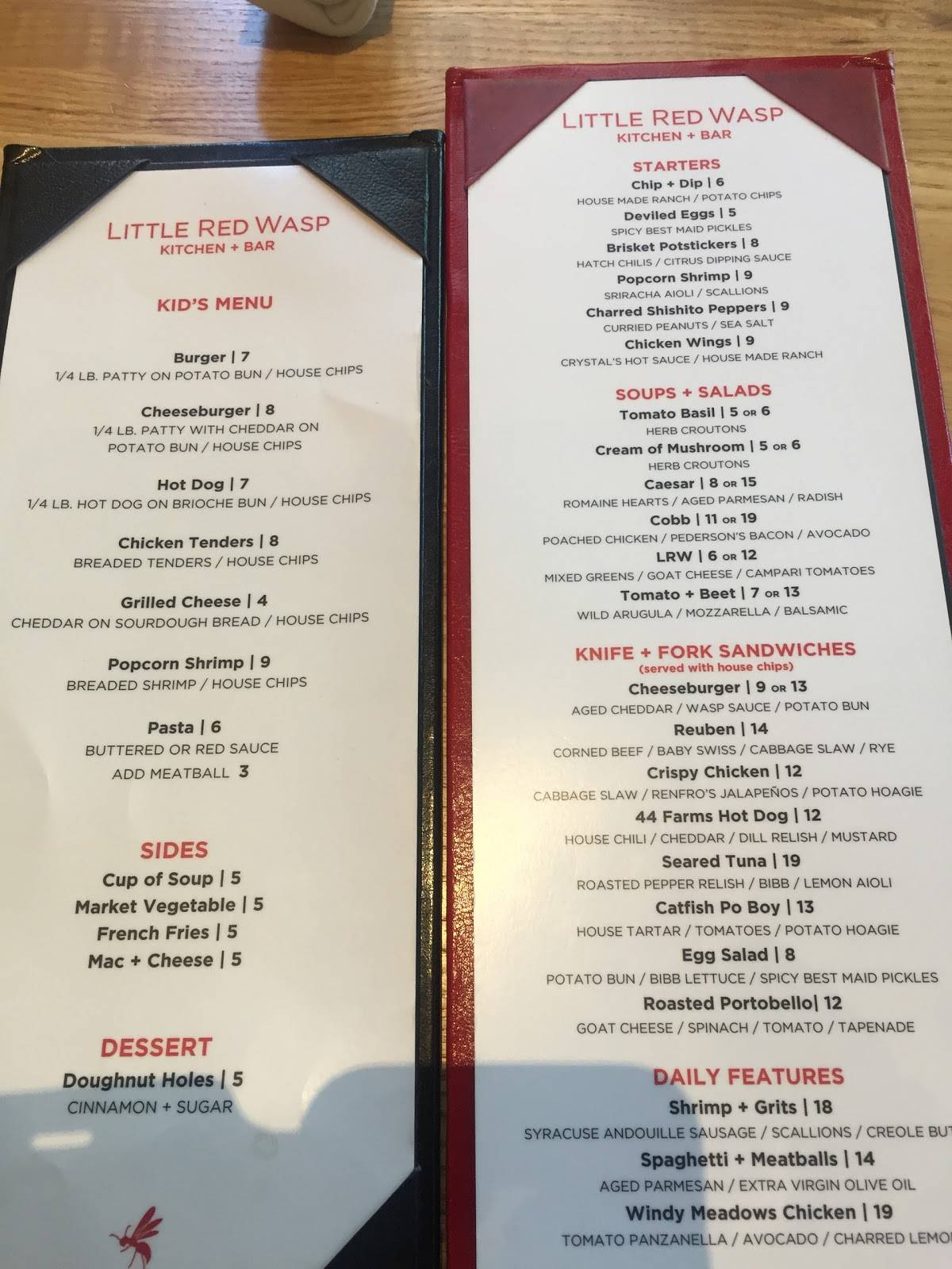 Menu at Little Red Wasp restaurant, Fort Worth