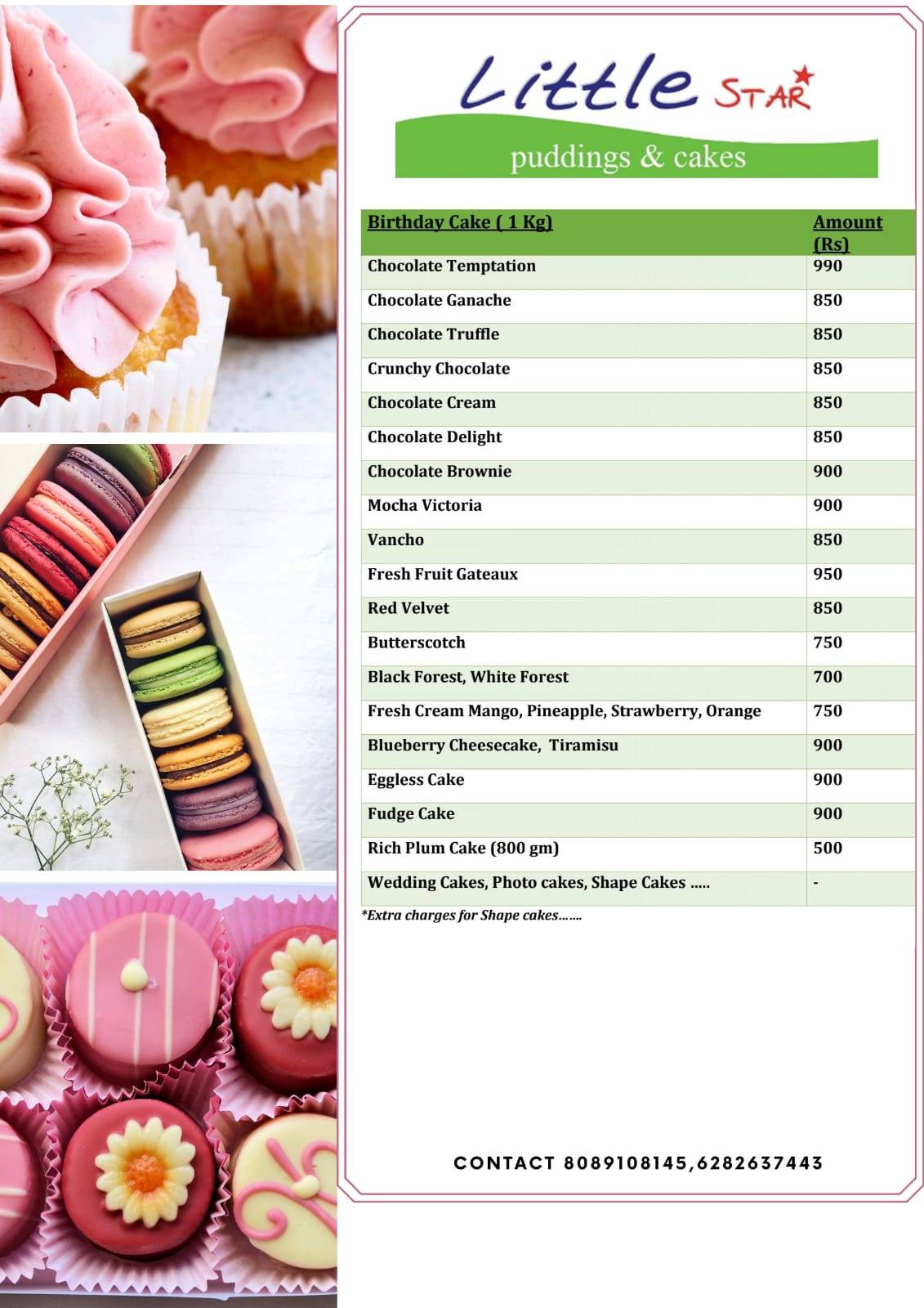 Menu at Little Star Puddings & Cakes, Ernakulam, KP Vallon Rd