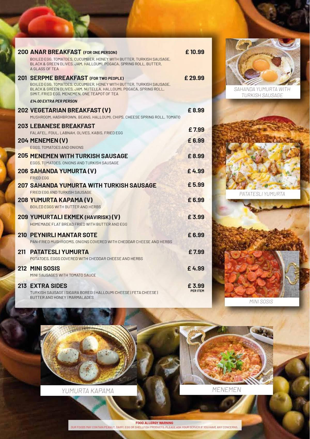 Menu at Anar Turkish BBQ Restaurant, Liverpool
