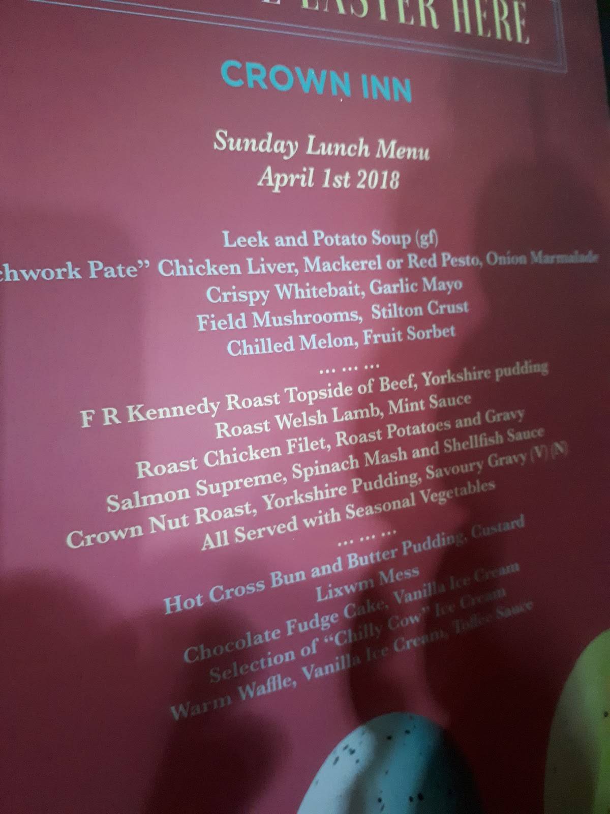 Menu at Crown Inn Lixwm pub & bar, Lixwm, Village Rd