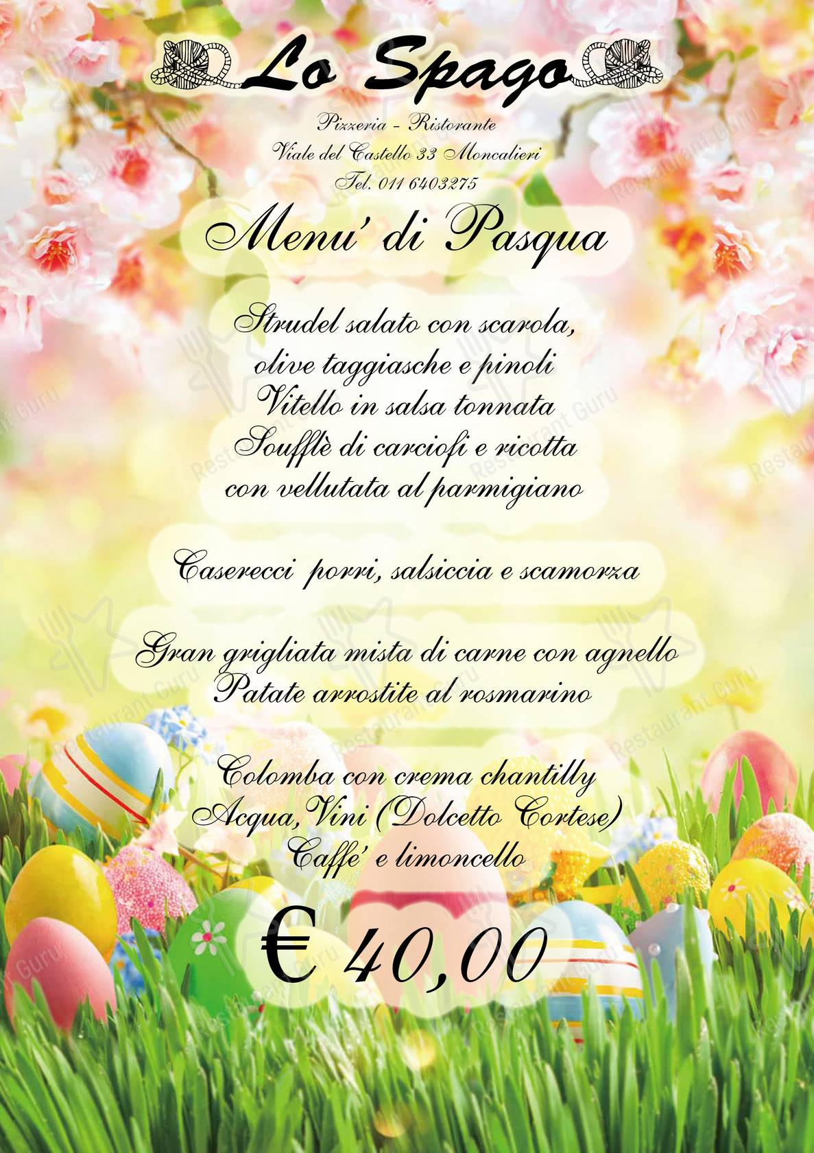 Menu da Lo Spago Ristorante Pizzeria, Moncalieri