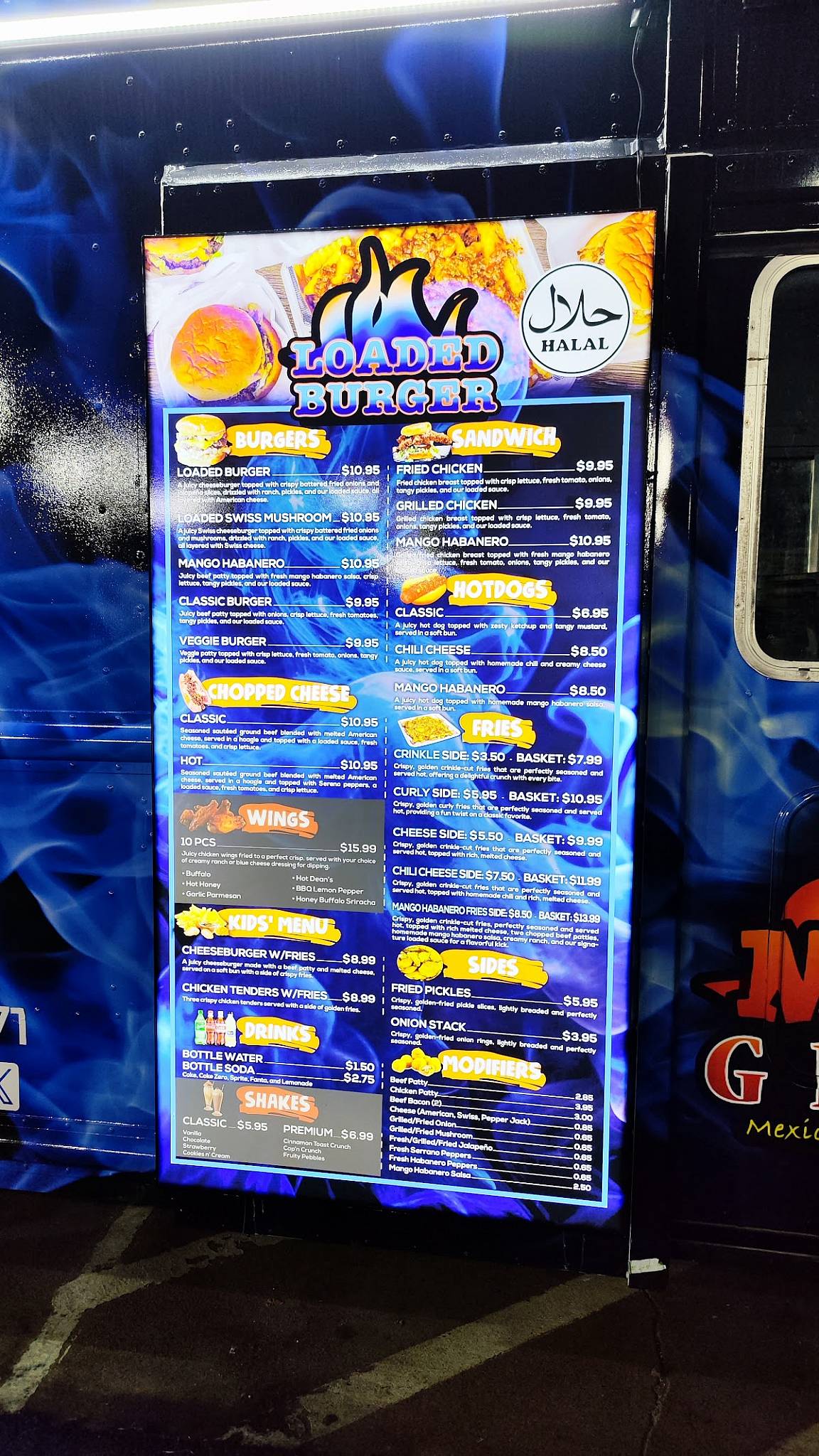 Menu at Loaded Burger by M&M Grill (Sugarland) restaurant, Houston