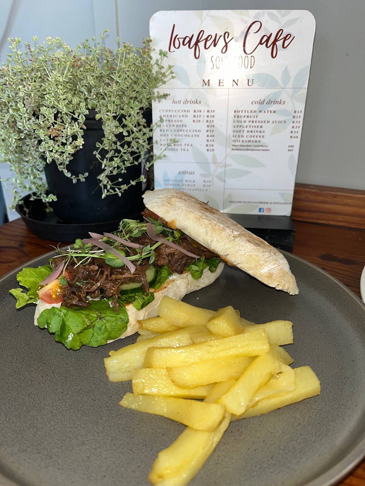 Menu at Loafers Cafe, Kokstad