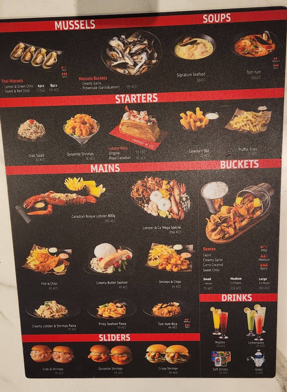 Menu at Lobster & Co - Yas Mall restaurant, Abu Dhabi