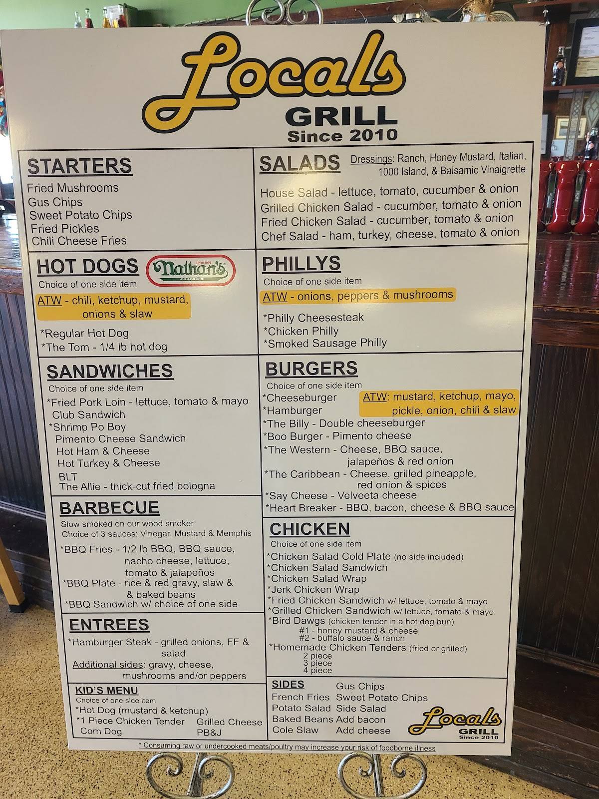 Menu at Locals Grill BBQ, Florence