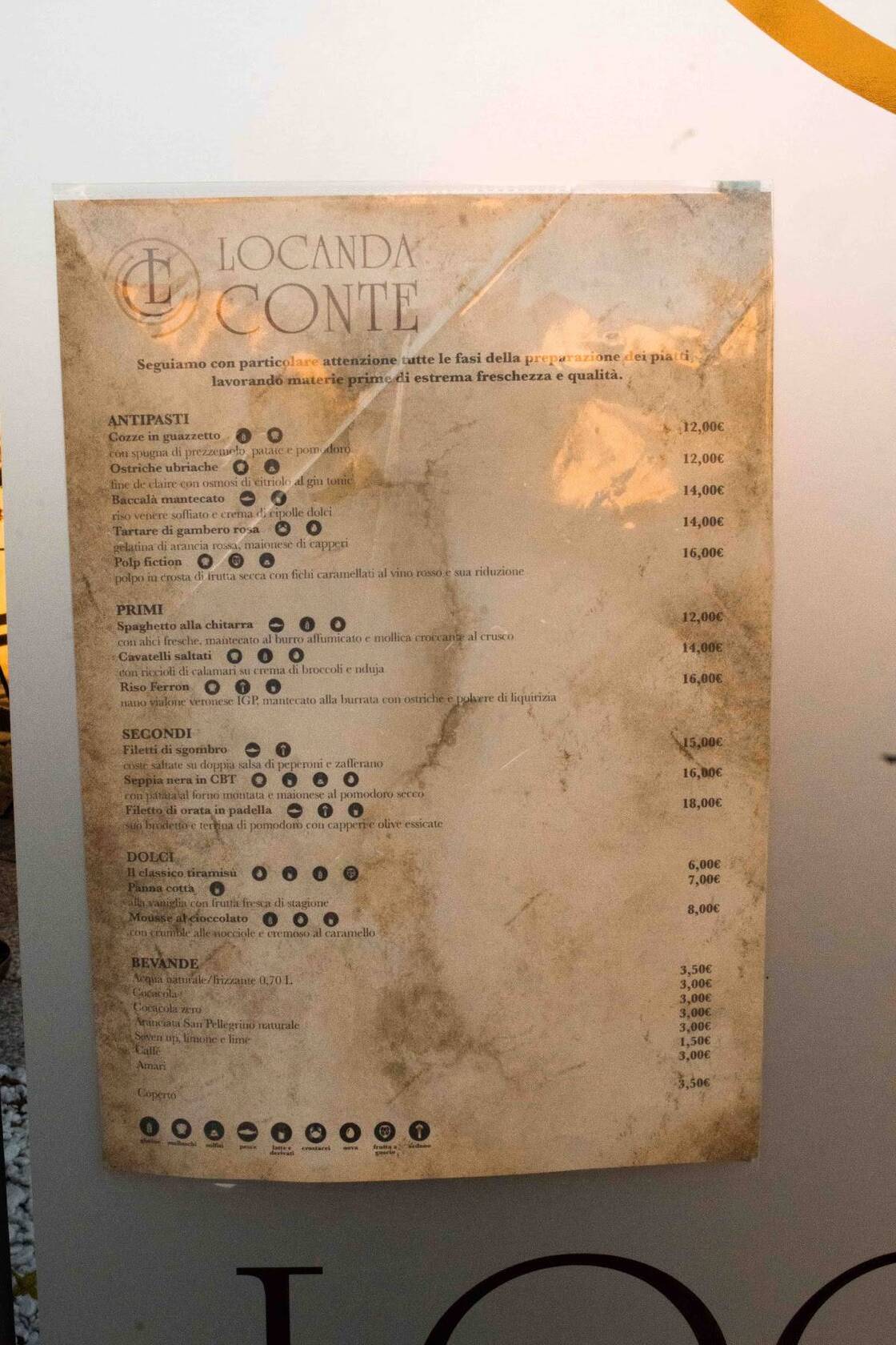 Menu da Ristorante Locanda Conte, Varese, Via Santa Maria Maddalena
