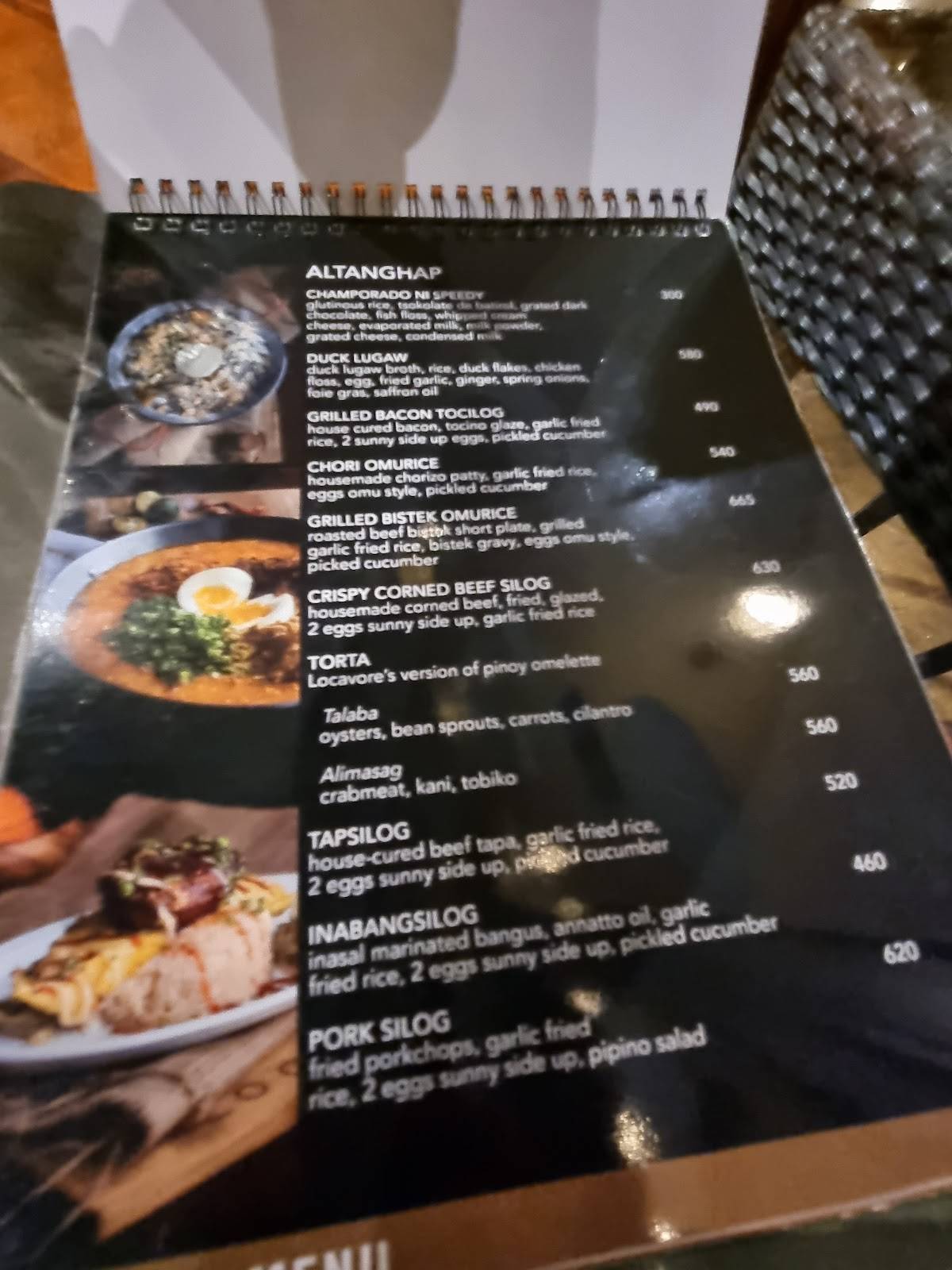 Menu at Locavore BGC restaurant, Taguig, Forbes Town Center